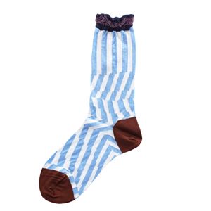 Crumpled stripe socks | ブルー | COQ KANAKO KAJIHARA | 服飾雑貨・アパレルの仕入れに最適 ...